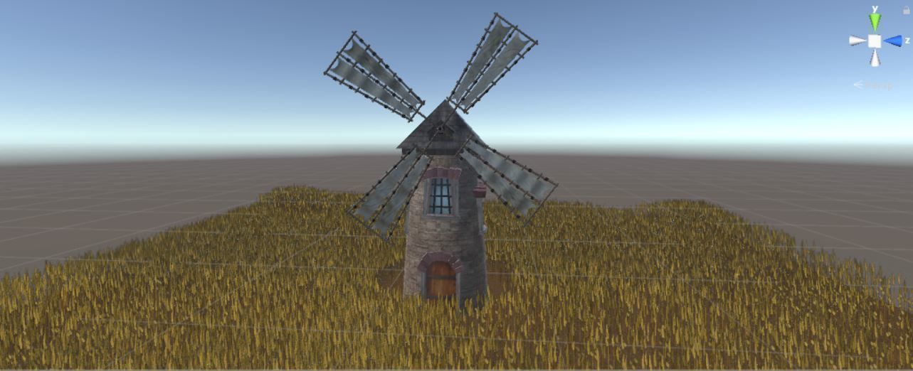3D model Wheat field and wind mill unity model VR / AR / low-poly ...