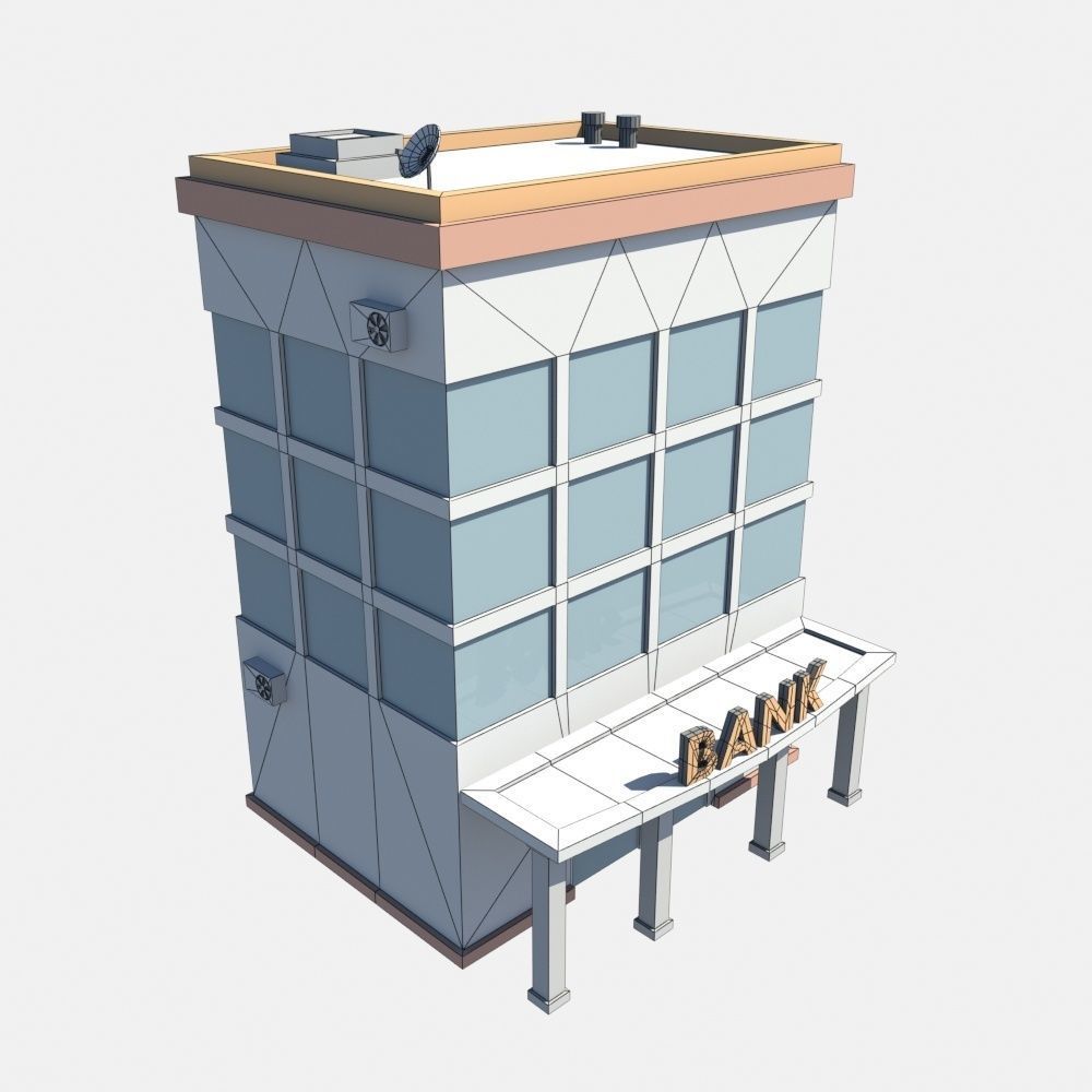 low poly bank 3D model | CGTrader