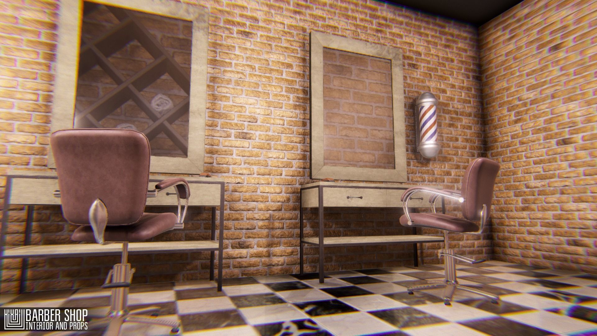 3D model Barber shop - interior and props VR / AR / low-poly | CGTrader