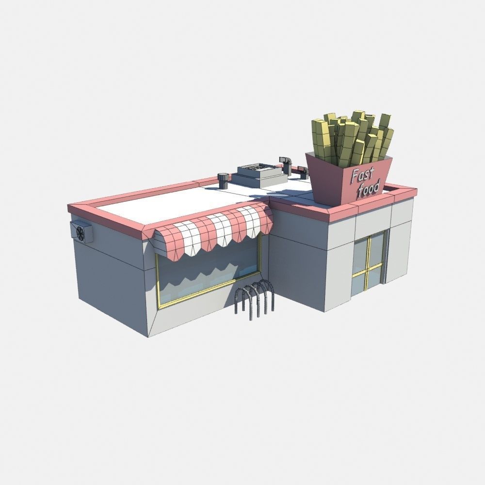 low poly fast food 3D model | CGTrader