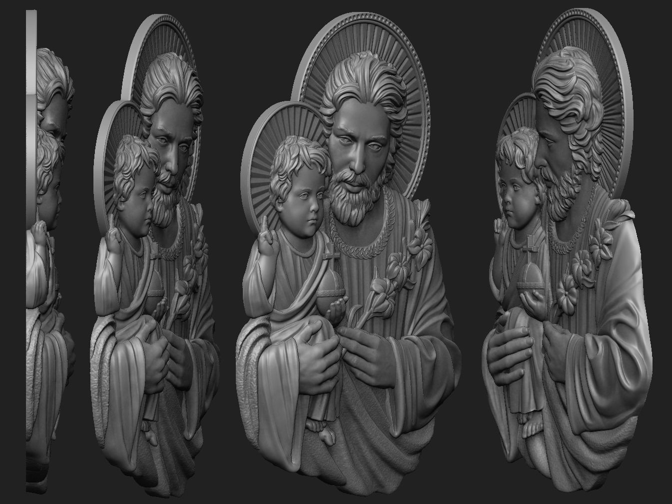 Saint Joseph with baby Jesus 3D model 3D printable | CGTrader