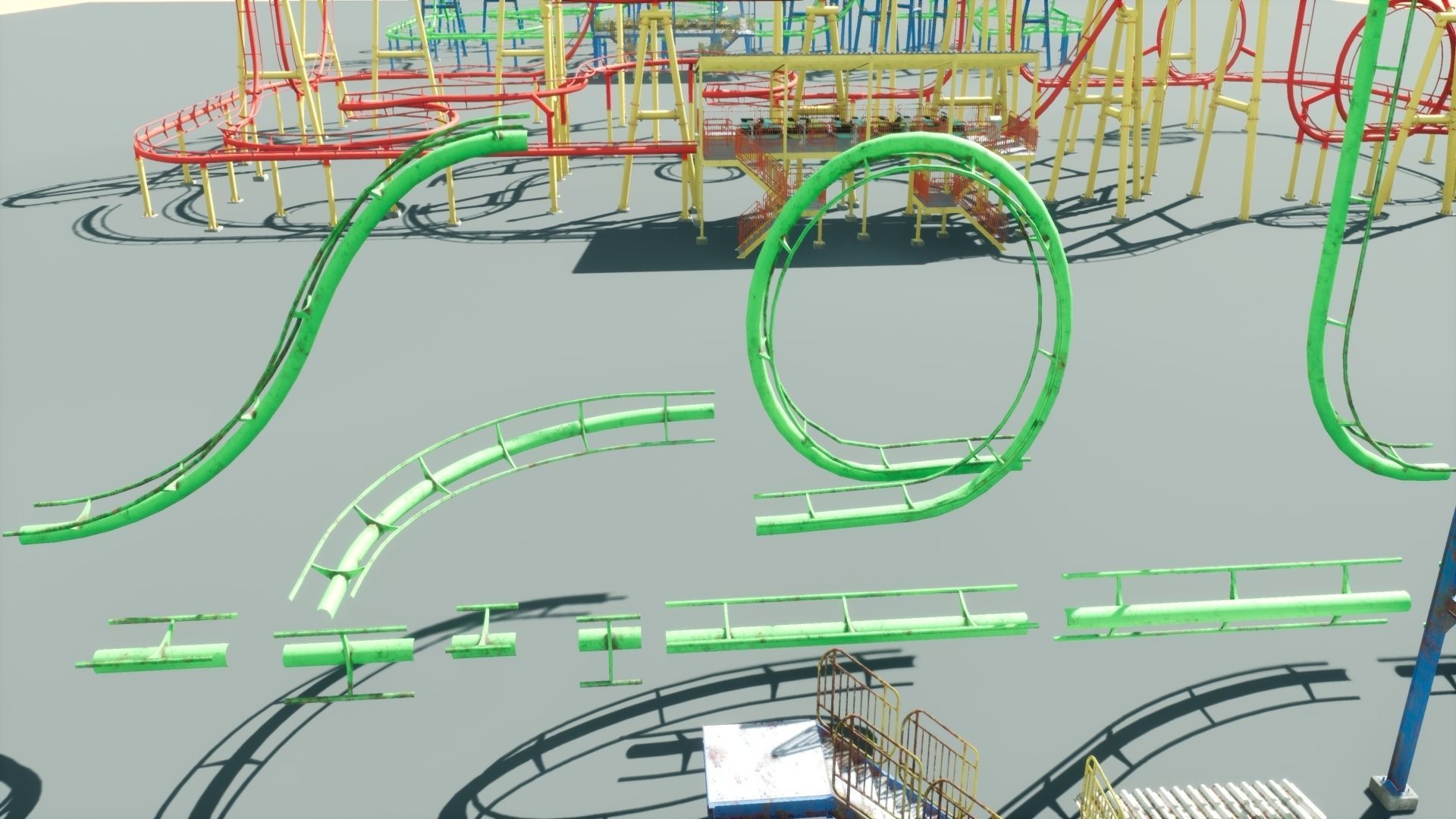 3D model Roller Coaster UE4 Unity VR / AR / low-poly | CGTrader