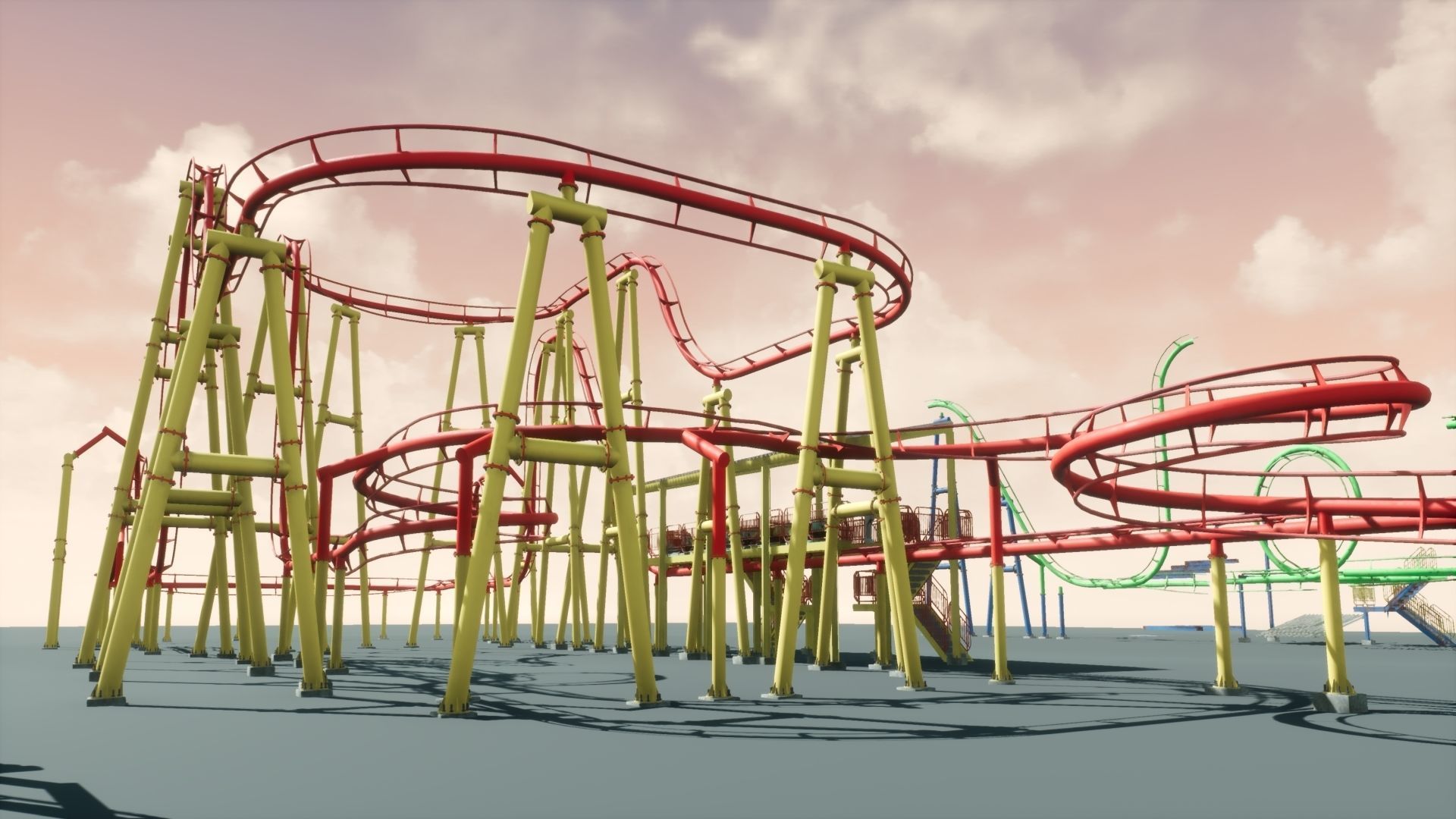 3D model Roller Coaster UE4 Unity VR / AR / low-poly | CGTrader
