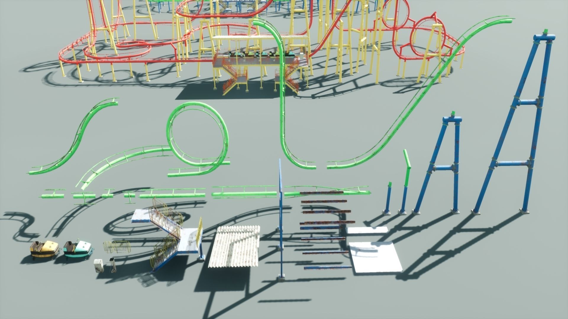 3D model Roller Coaster UE4 Unity VR / AR / low-poly | CGTrader