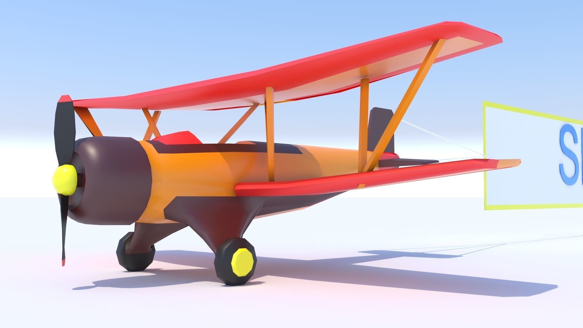 3D model Biplane with a poster Stylized Low Poly VR / AR / low-poly ...