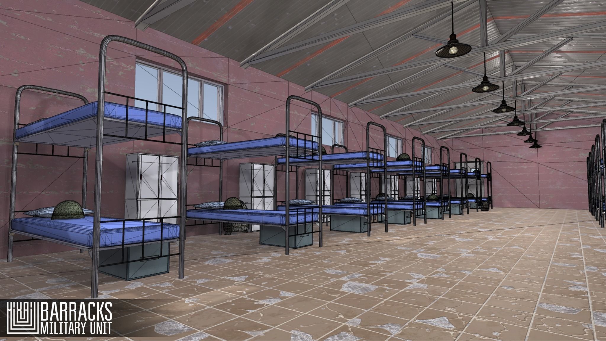 3D model Barracks - military unit VR / AR / low-poly | CGTrader