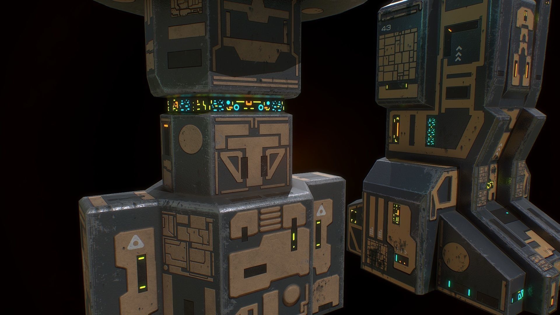 3D model Low poly sci fi buildings assets VR / AR / low-poly | CGTrader