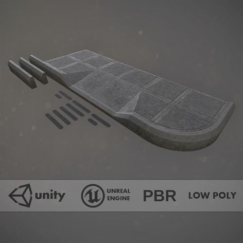 3D model Sidewalk - Modular Set 3 Color Option VR / AR / low-poly ...