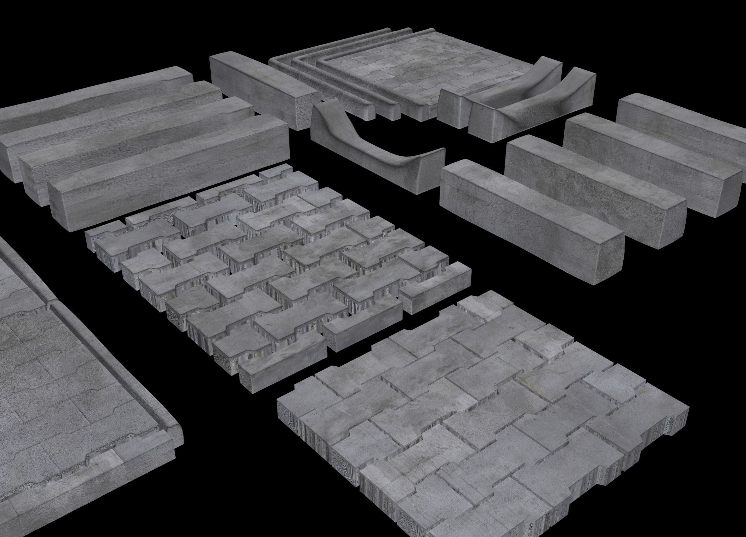 Set of pavement modular sett 3D model | CGTrader