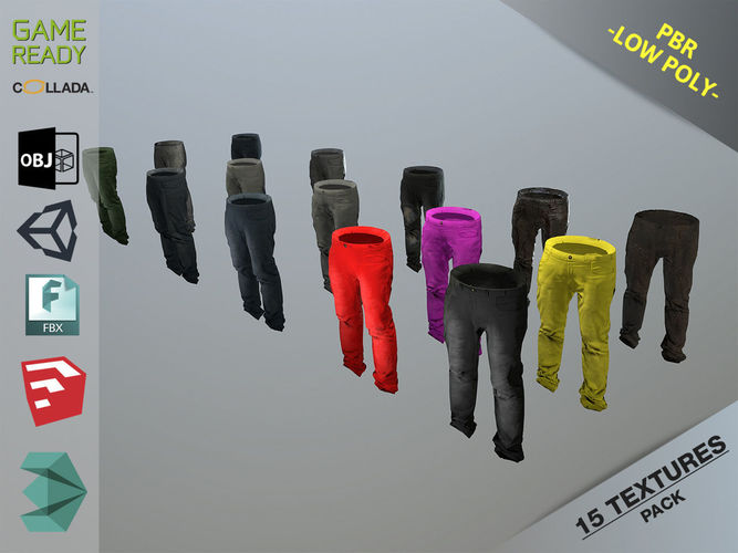 3D model Pants Loose Fit Pack VR / AR / low-poly | CGTrader