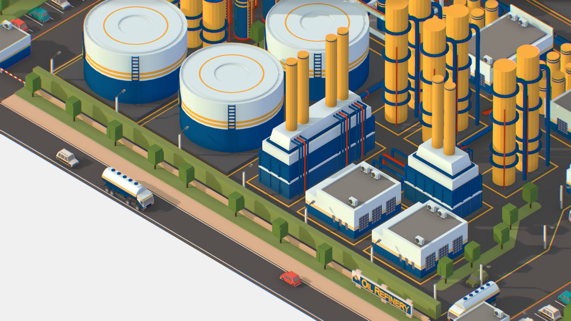 3D model Isometric Complex Crude Oil Processing Plant VR / AR / low ...