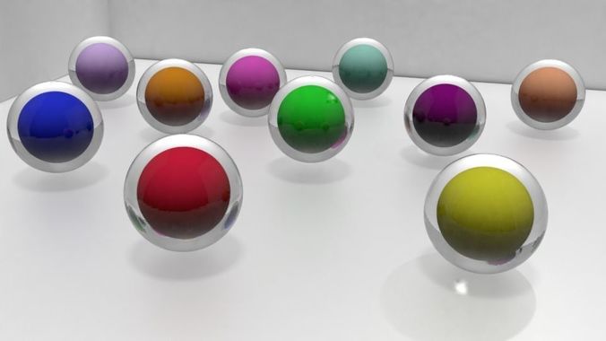 Glassball group of colored balls free 3D model | CGTrader