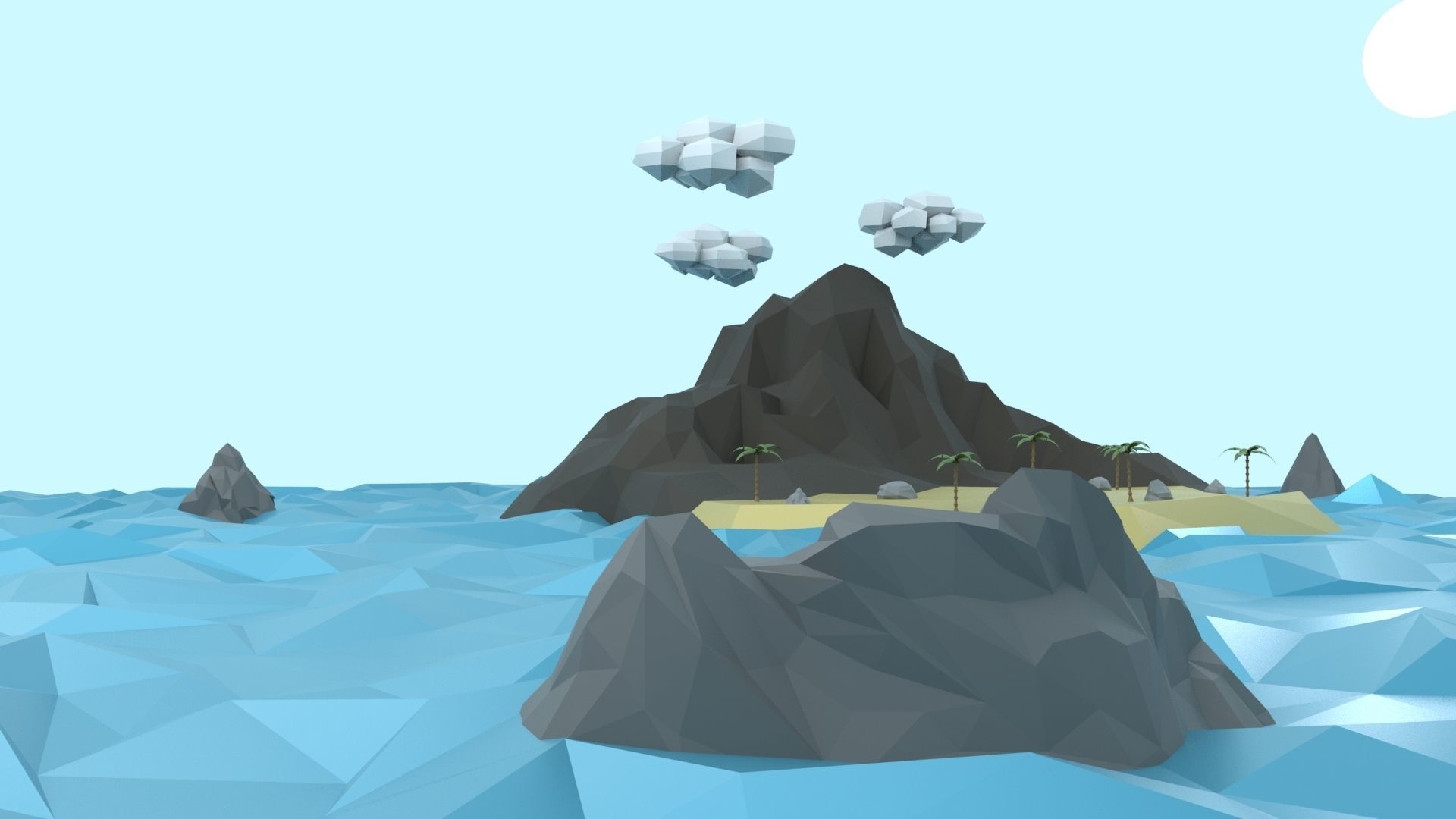 3D model Low Poly Tropical Island VR / AR / low-poly | CGTrader