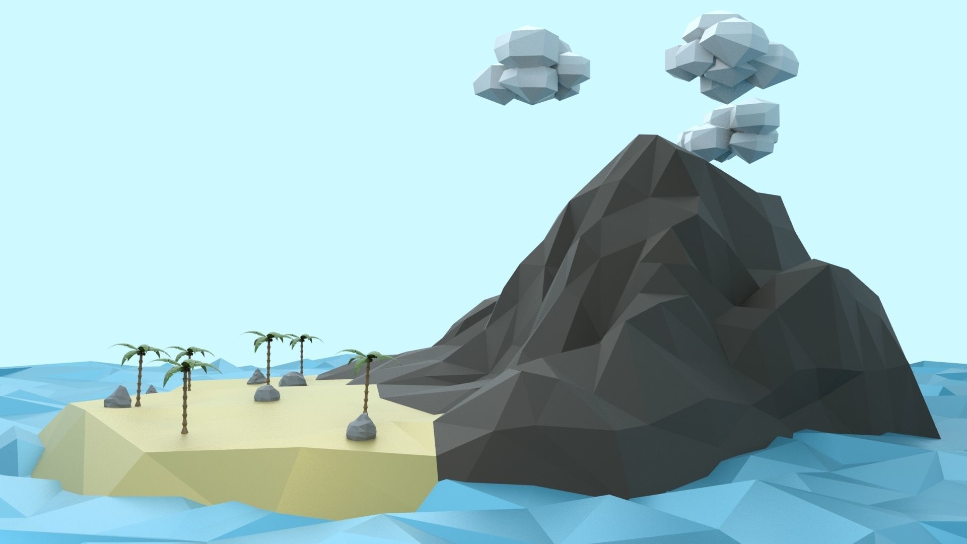3D model Low Poly Tropical Island VR / AR / low-poly | CGTrader