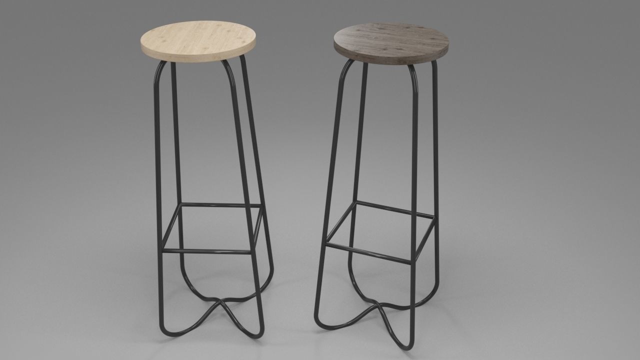3D model Bar Stool with Steel Legs VR / AR / low-poly | CGTrader