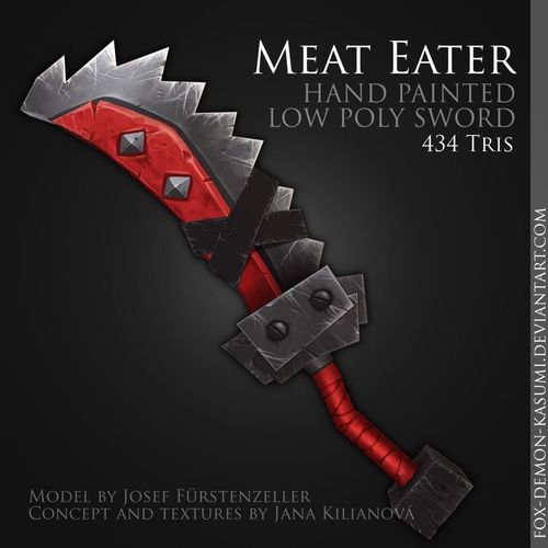 3D model Meat Eater- 3D low poly fantasy hand painted sword VR / AR ...