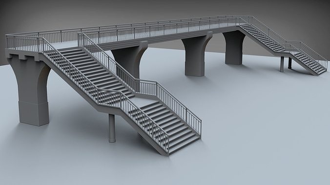 Overpass bridge with stairs leading up to it 3D model | CGTrader