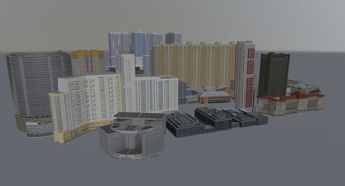 3D model High Rise Buildings Pack VR / AR / low-poly | CGTrader