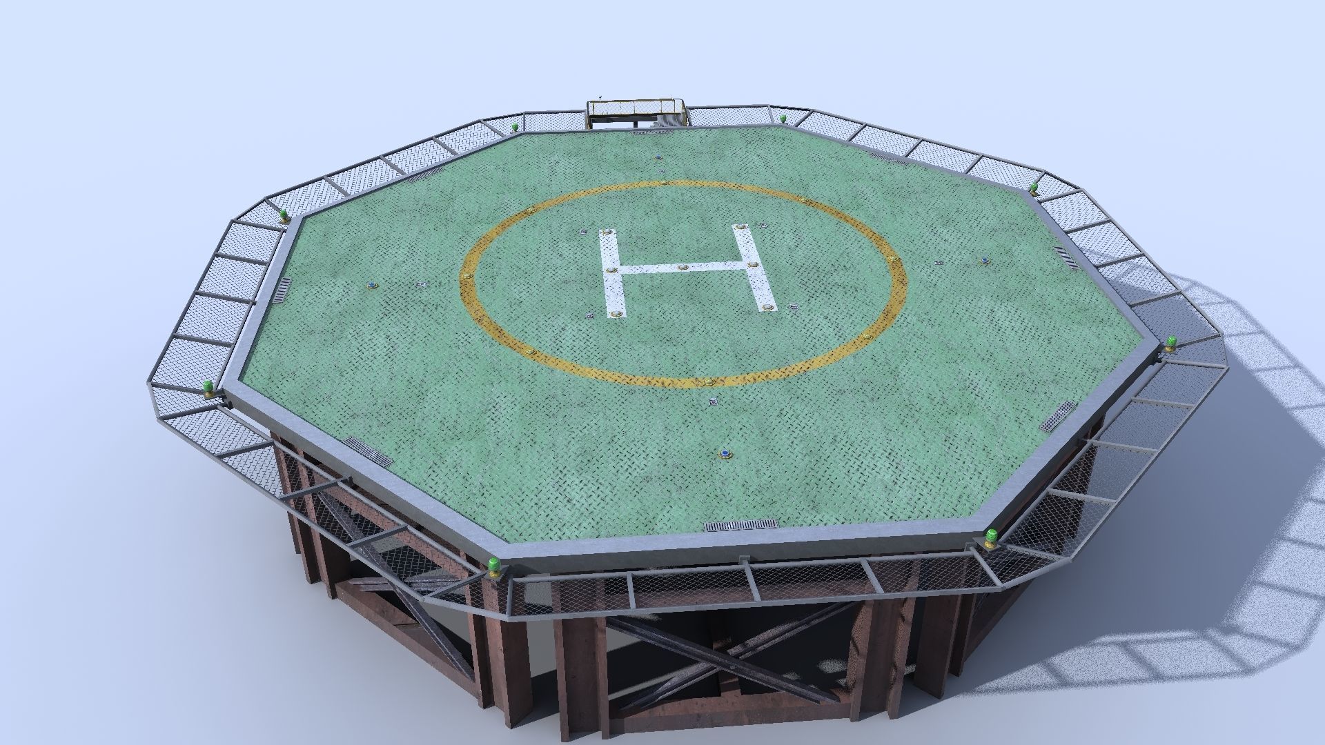 3D model Helicopter industrial landing pad - helipad - airfield VR / AR ...