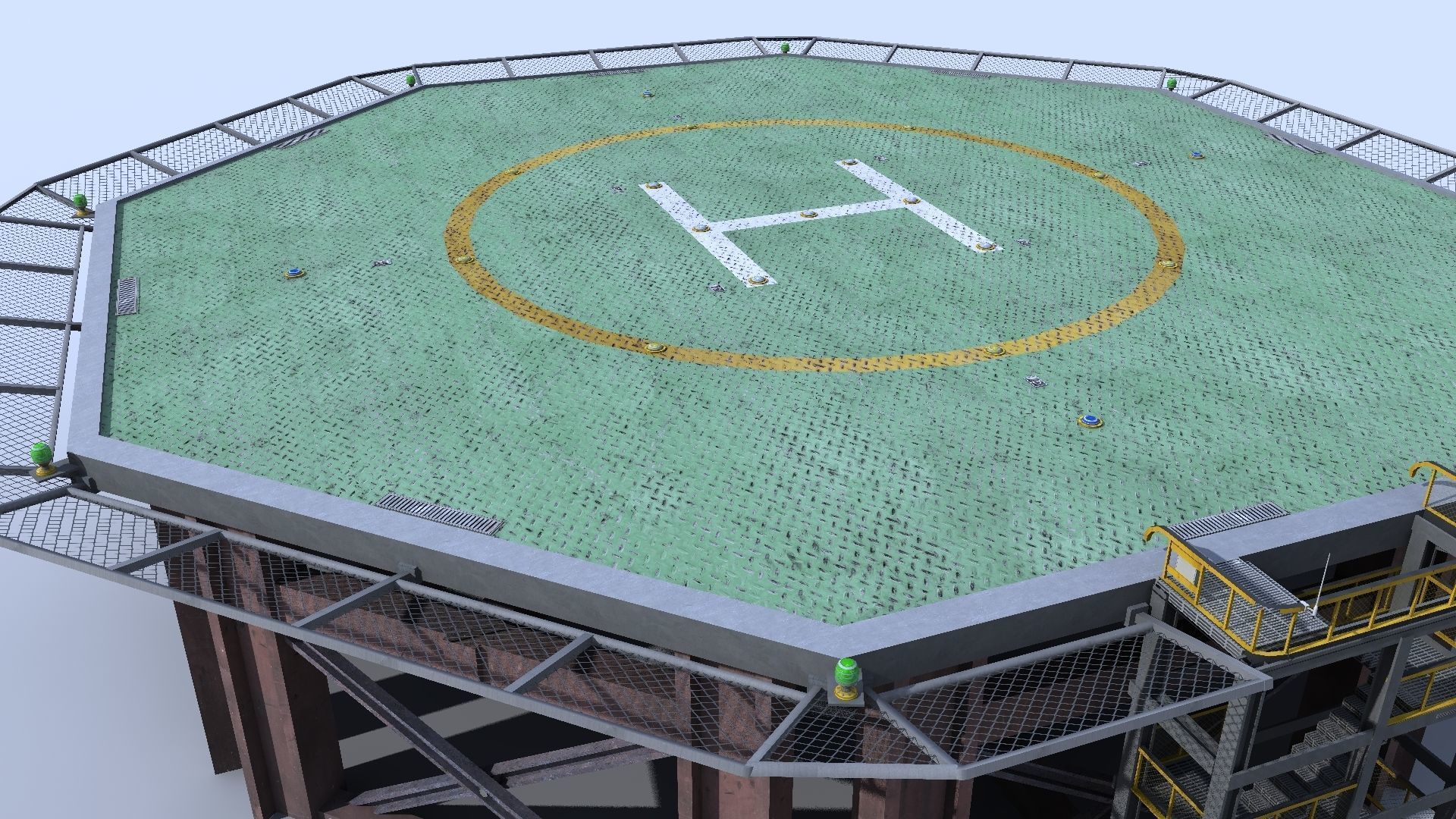 3D model Helicopter industrial landing pad - helipad - airfield VR / AR ...
