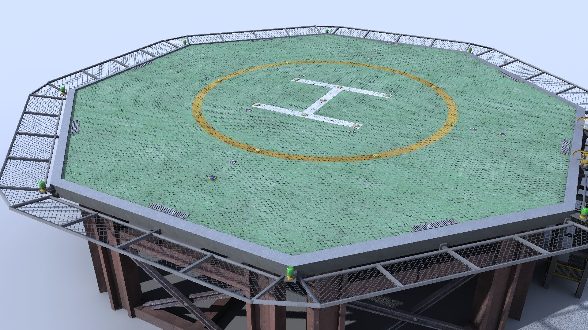 3D model Helicopter industrial landing pad - helipad - airfield VR / AR ...