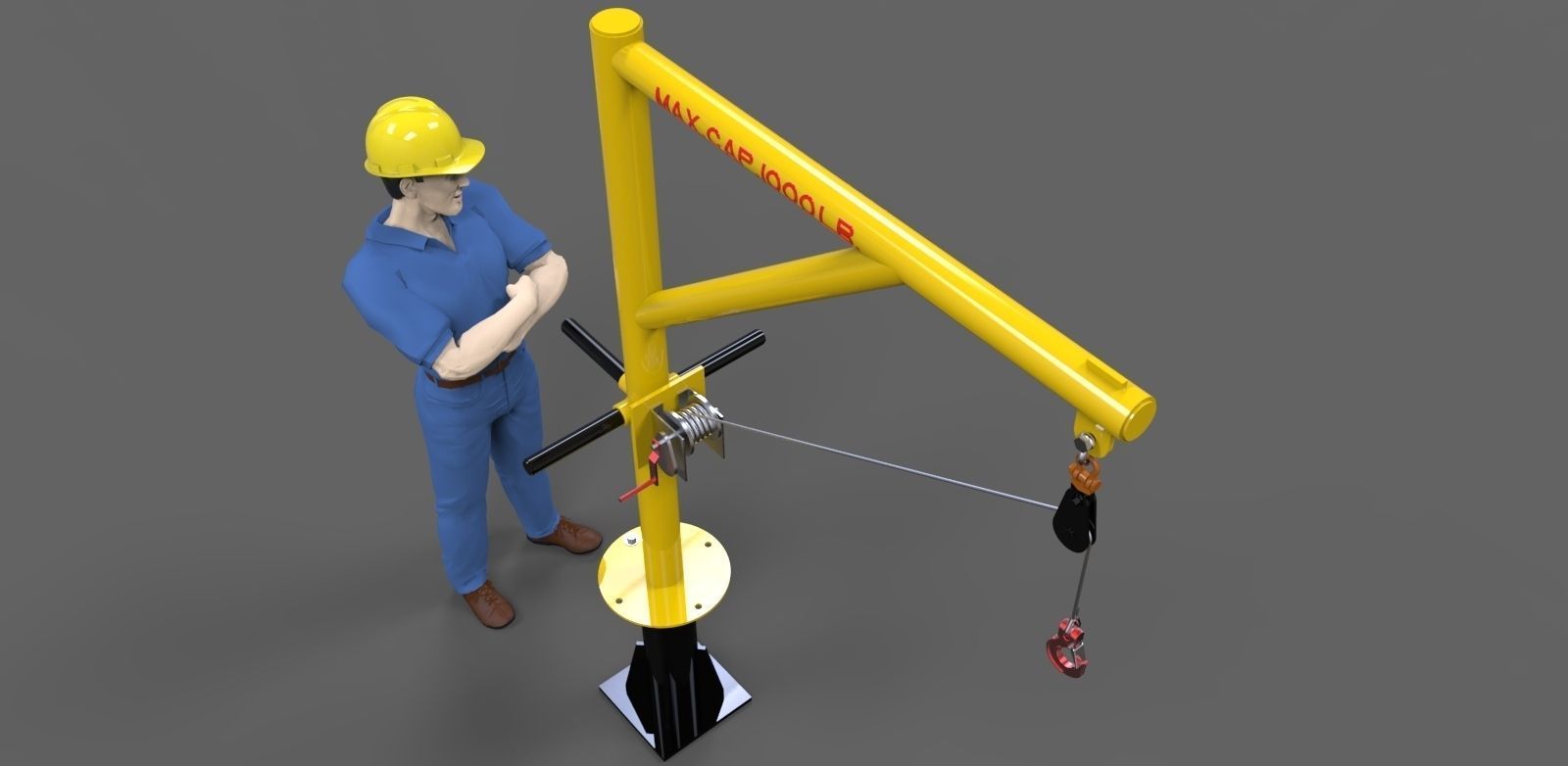 Davit crane 1000 lbs free 3D model | CGTrader