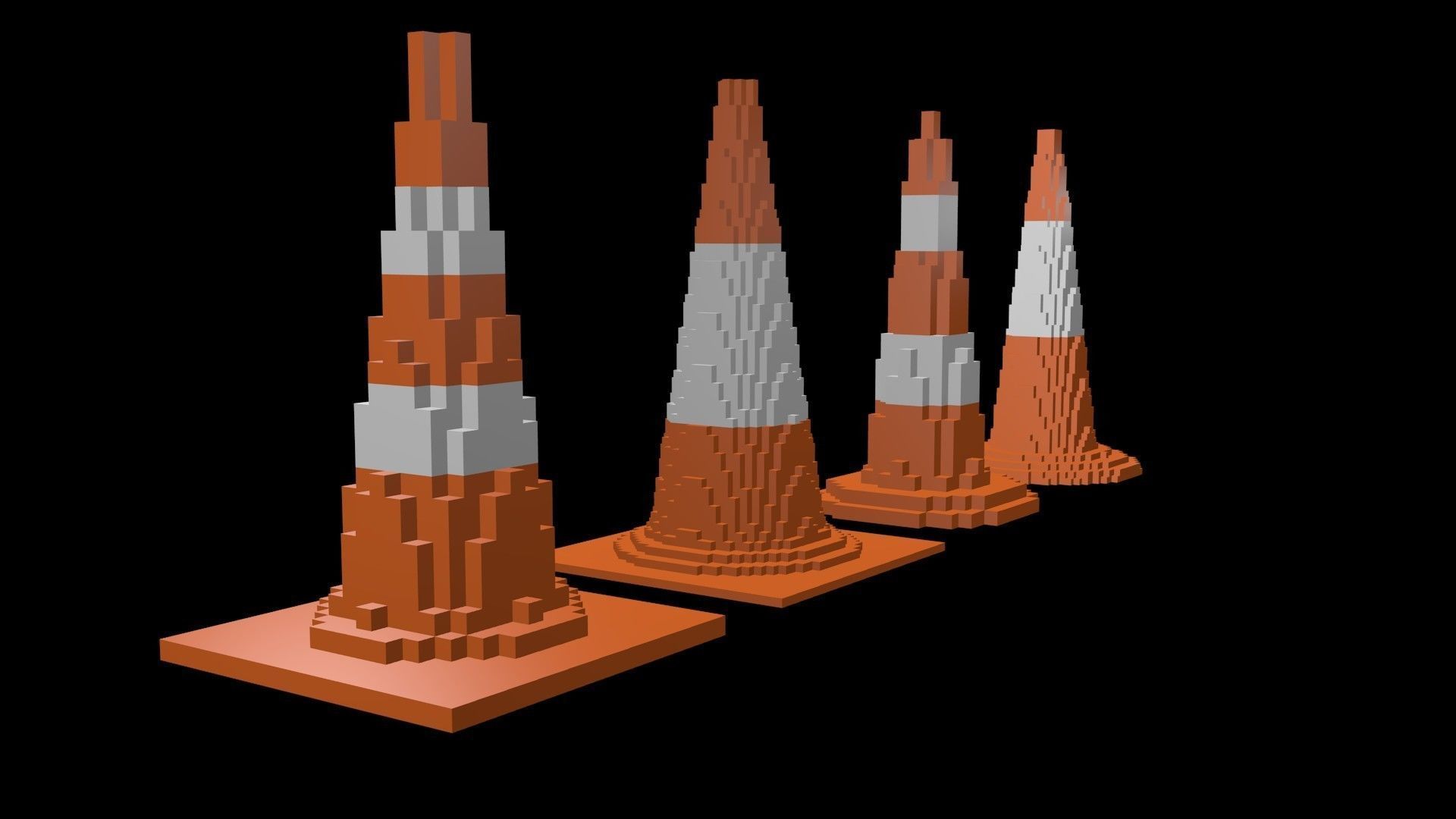 Traffic Cone Pack voxel 3D model | CGTrader