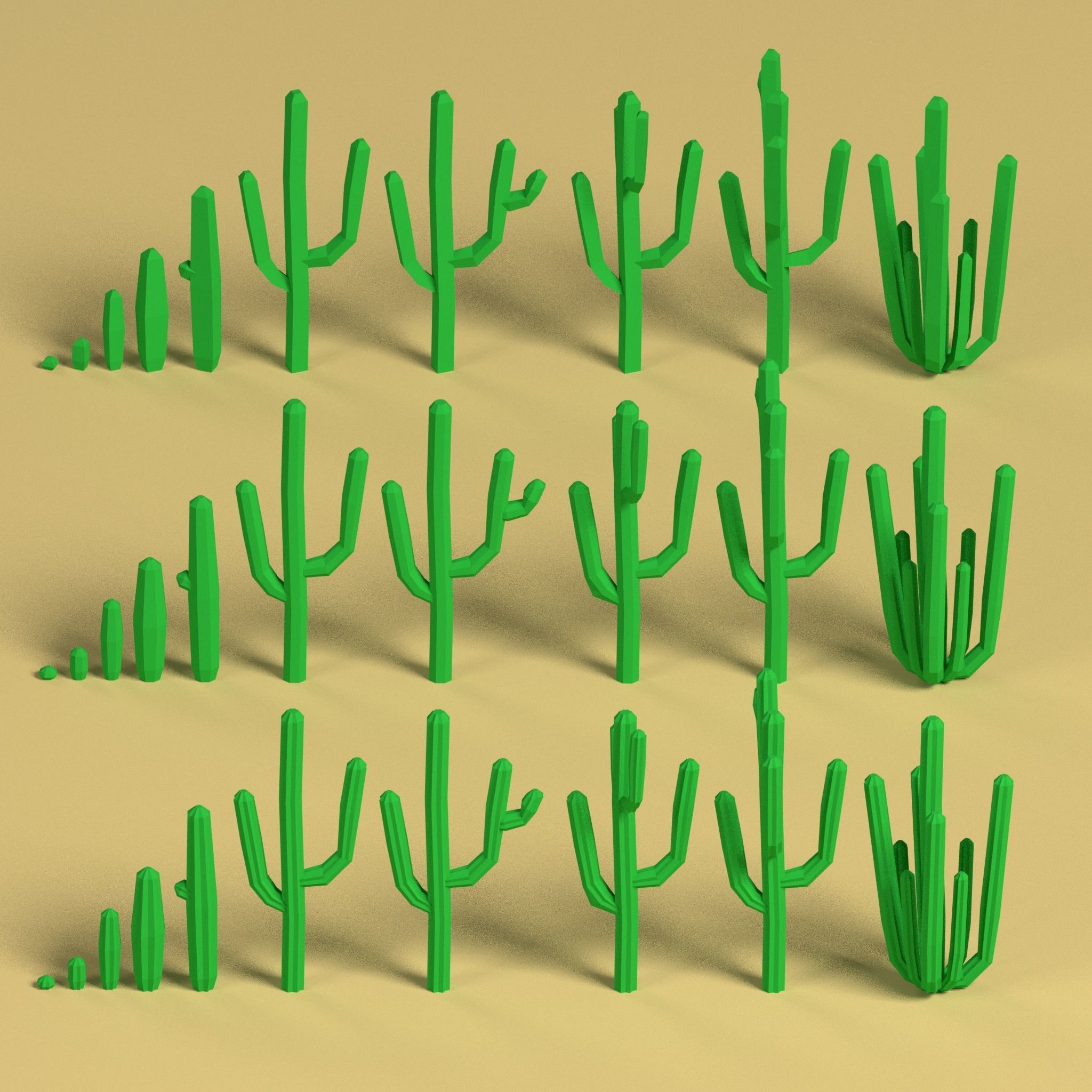 3D model Low poly Cacti Pack | CGTrader