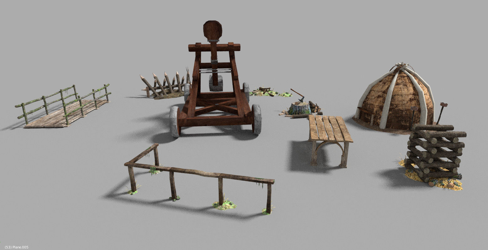 3D model 9 low poly medieval props pack VR / AR / low-poly | CGTrader