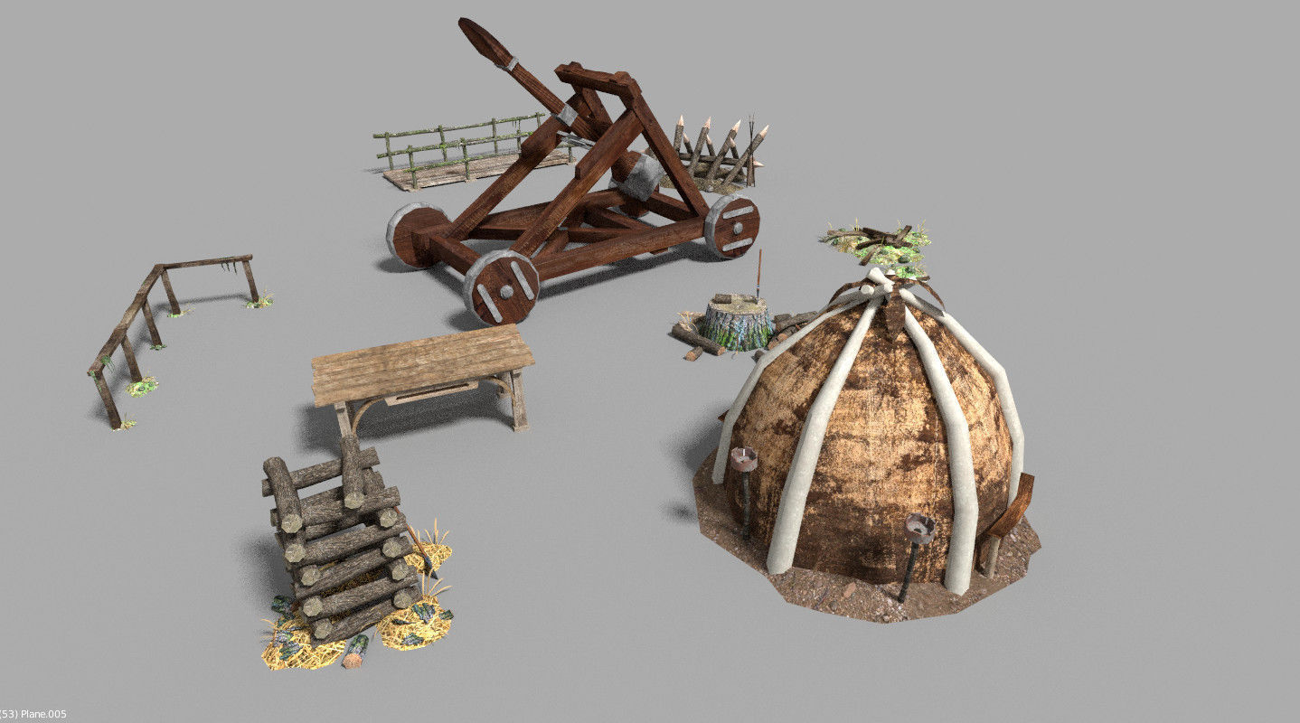 3D model 9 low poly medieval props pack VR / AR / low-poly | CGTrader