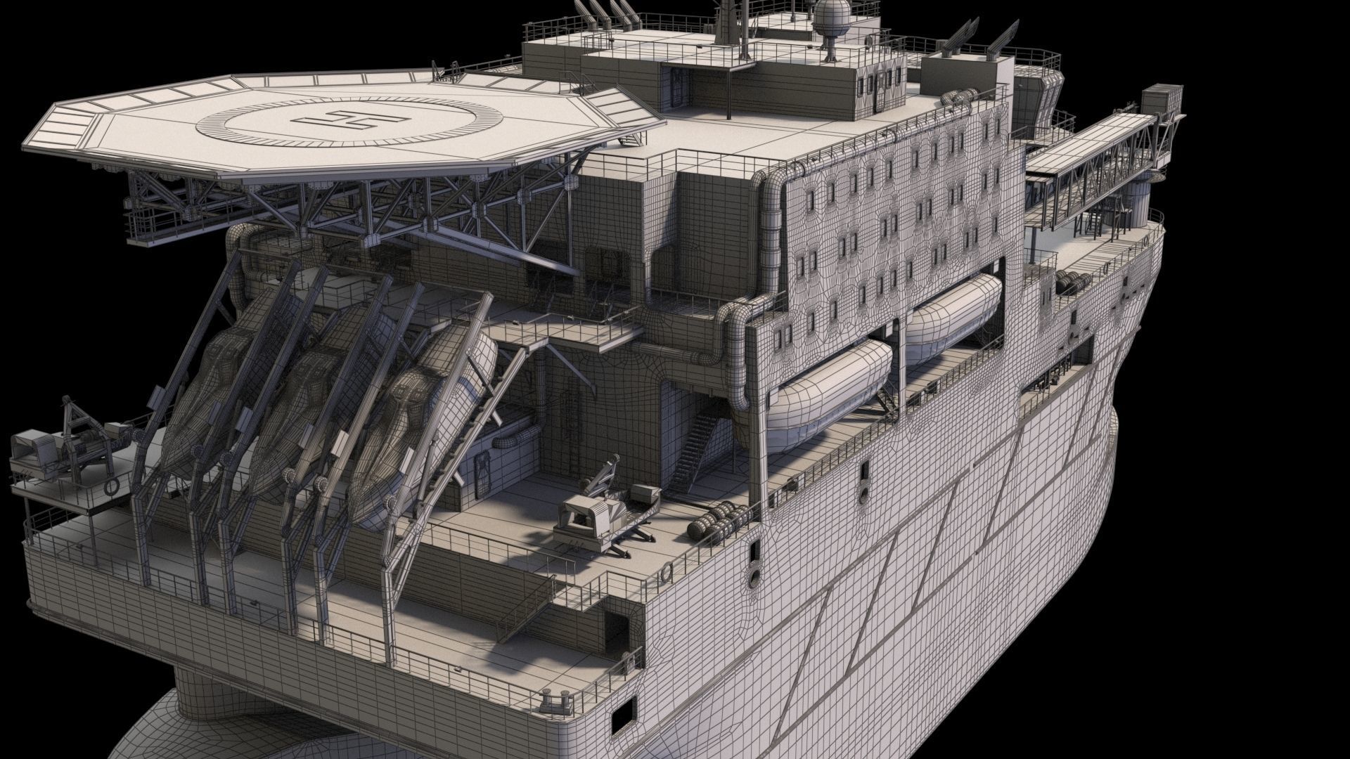 Ship 3d model - Offshore accommodation ship 84m 3D model animated ...