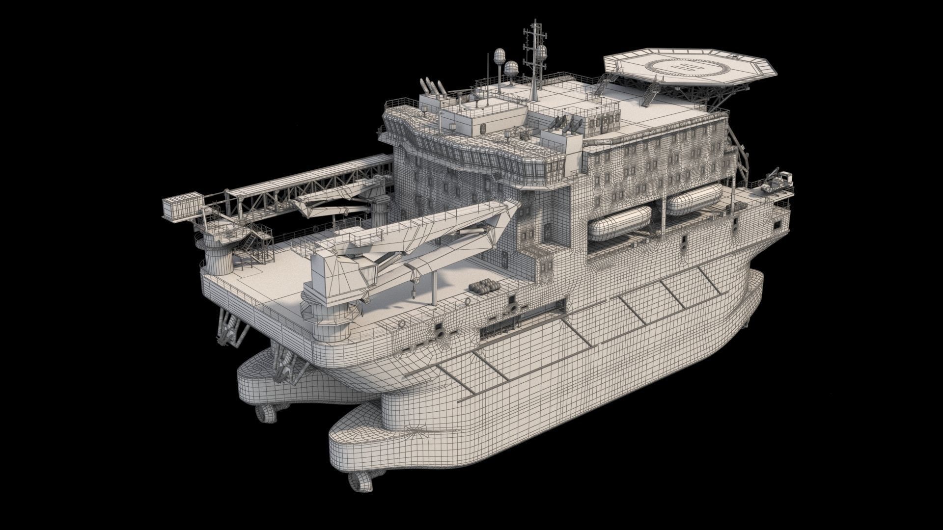 Ship 3d model - Offshore accommodation ship 84m 3D model animated ...