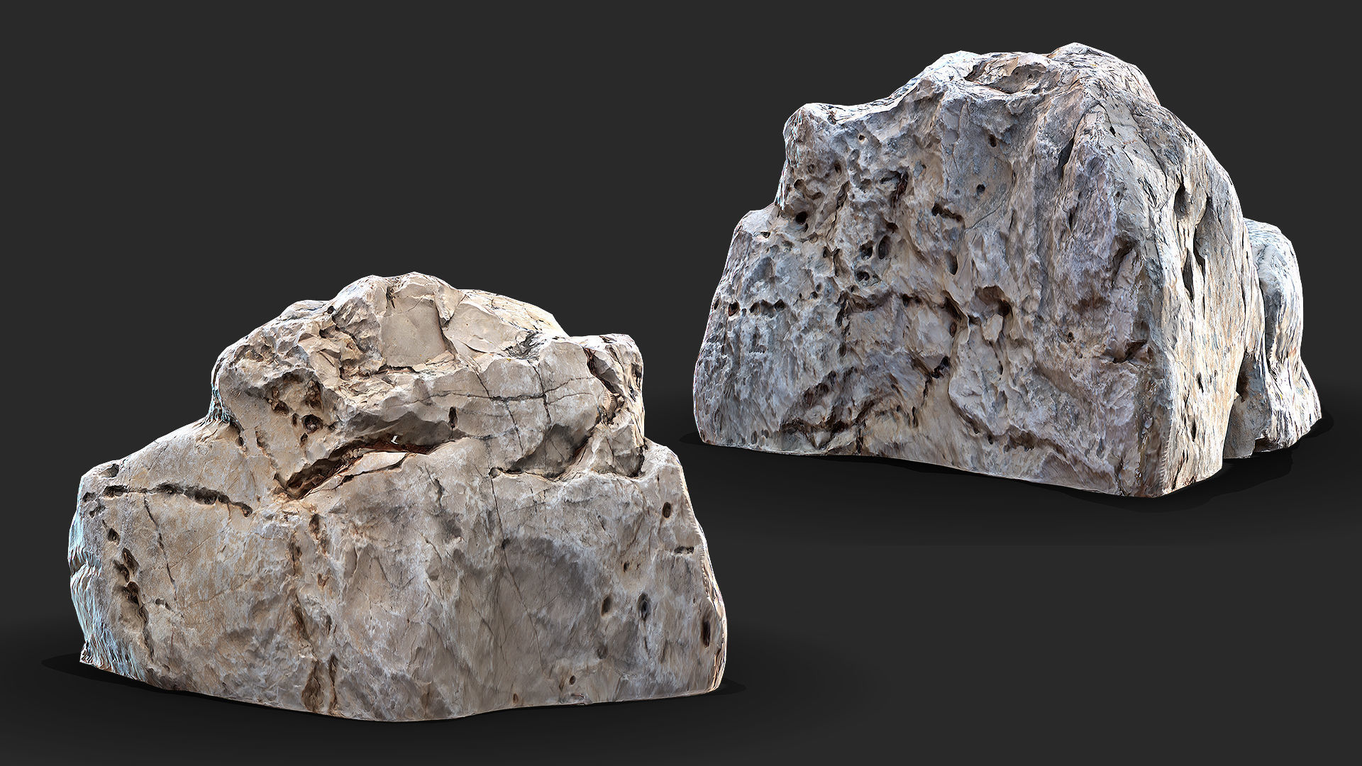 3D model UE4 Unity 3D Scan Stone 16xPack with 8K PBR material VR / AR ...