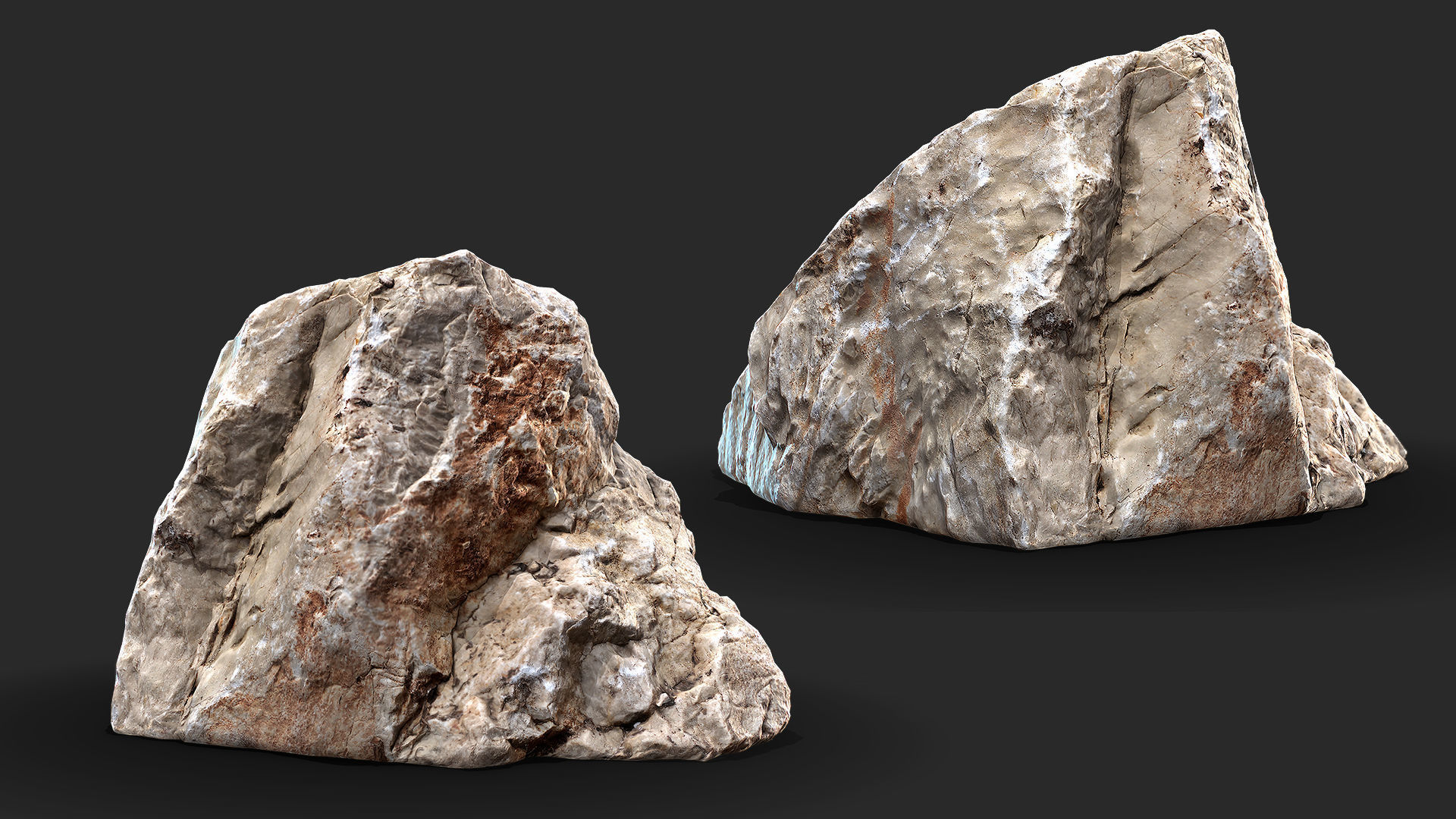 3D model UE4 Unity 3D Scan Stone 16xPack with 8K PBR material VR / AR ...