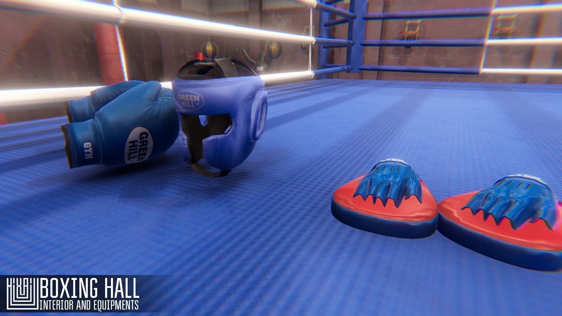 3D model Boxing hall - interior and equipments VR / AR / low-poly ...