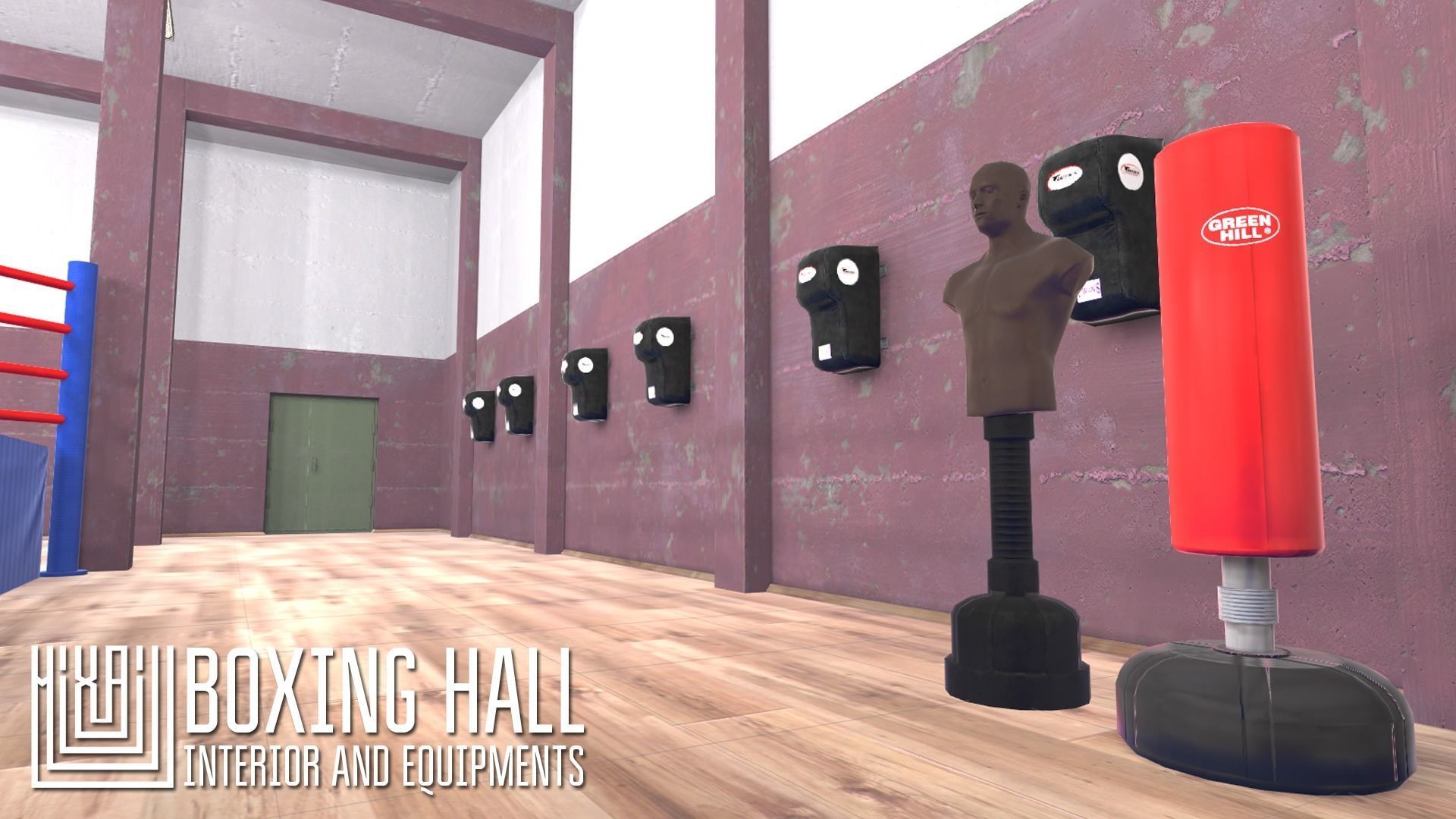 3D model Boxing hall - interior and equipments VR / AR / low-poly ...