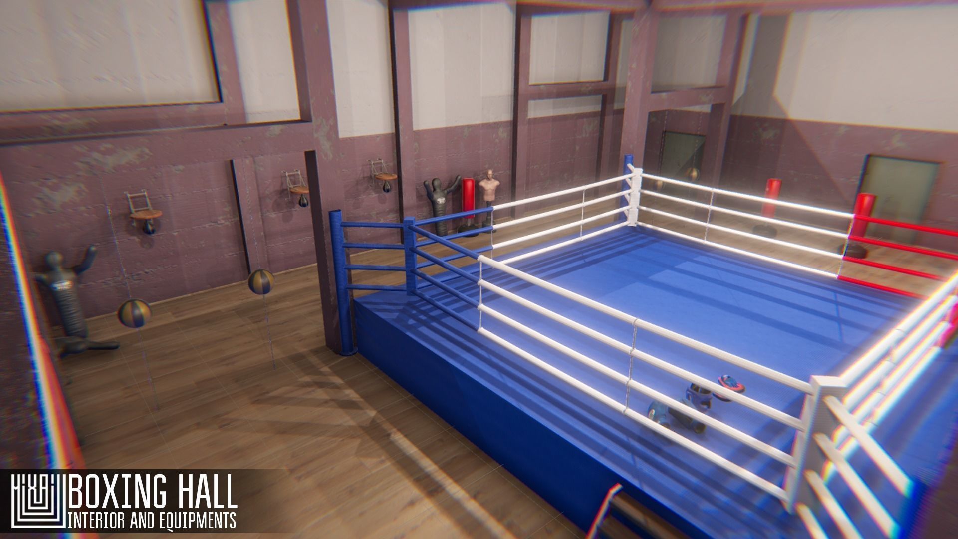 3D model Boxing hall - interior and equipments VR / AR / low-poly ...