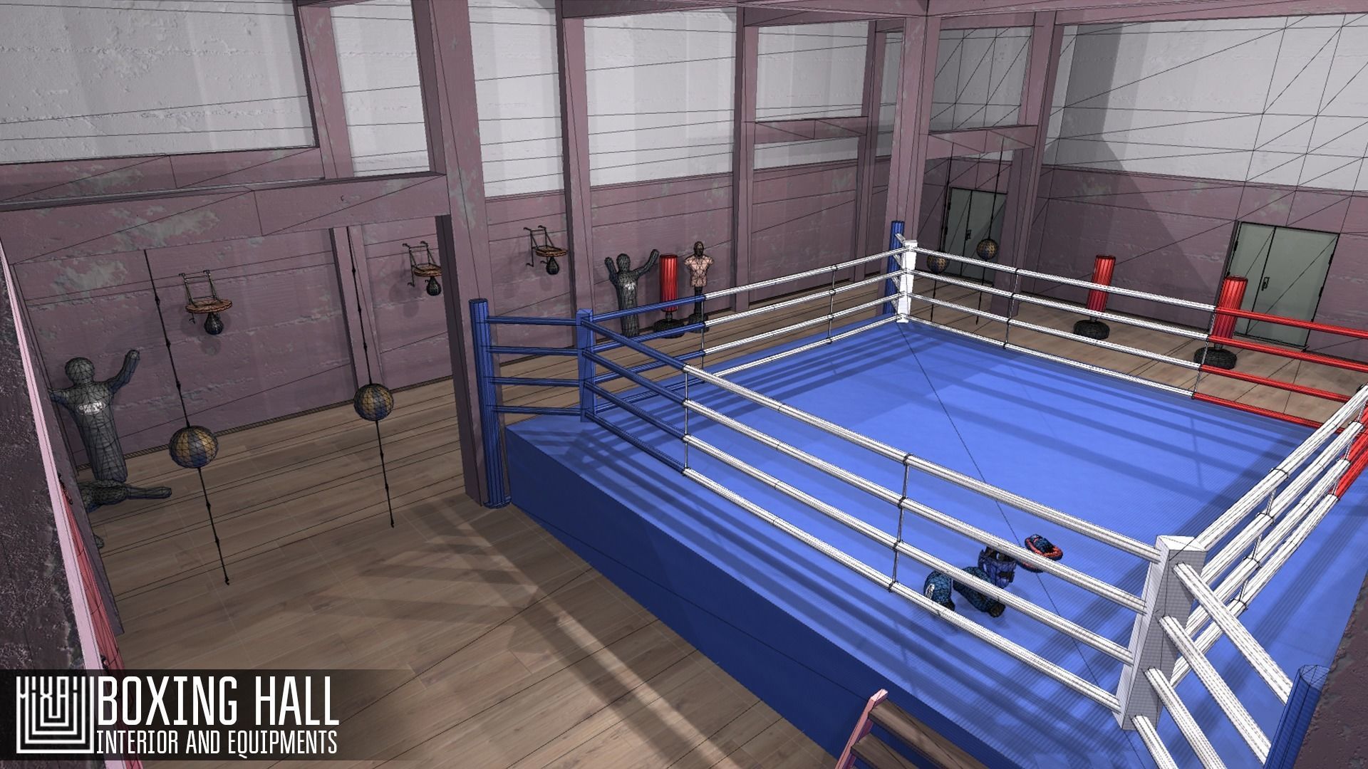 3D model Boxing hall - interior and equipments VR / AR / low-poly ...
