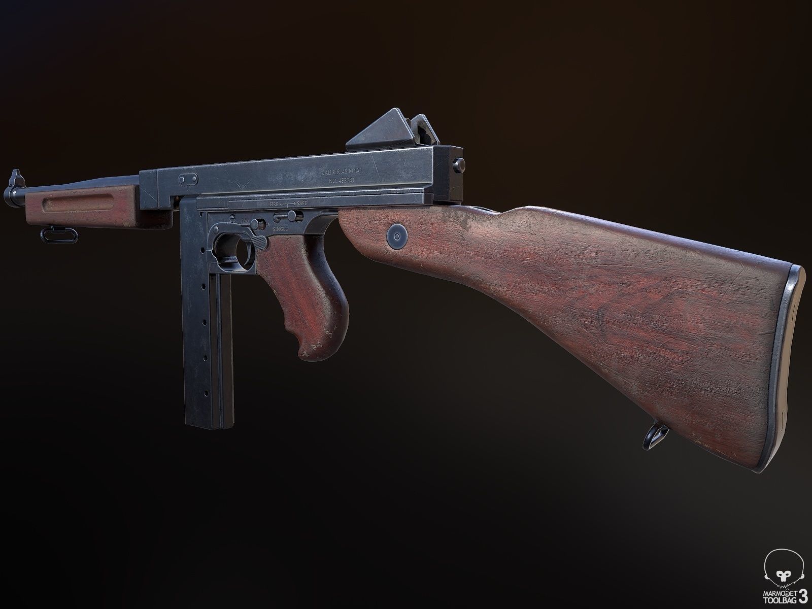 3D model M1A1 Submachine Gun VR / AR / low-poly rigged | CGTrader