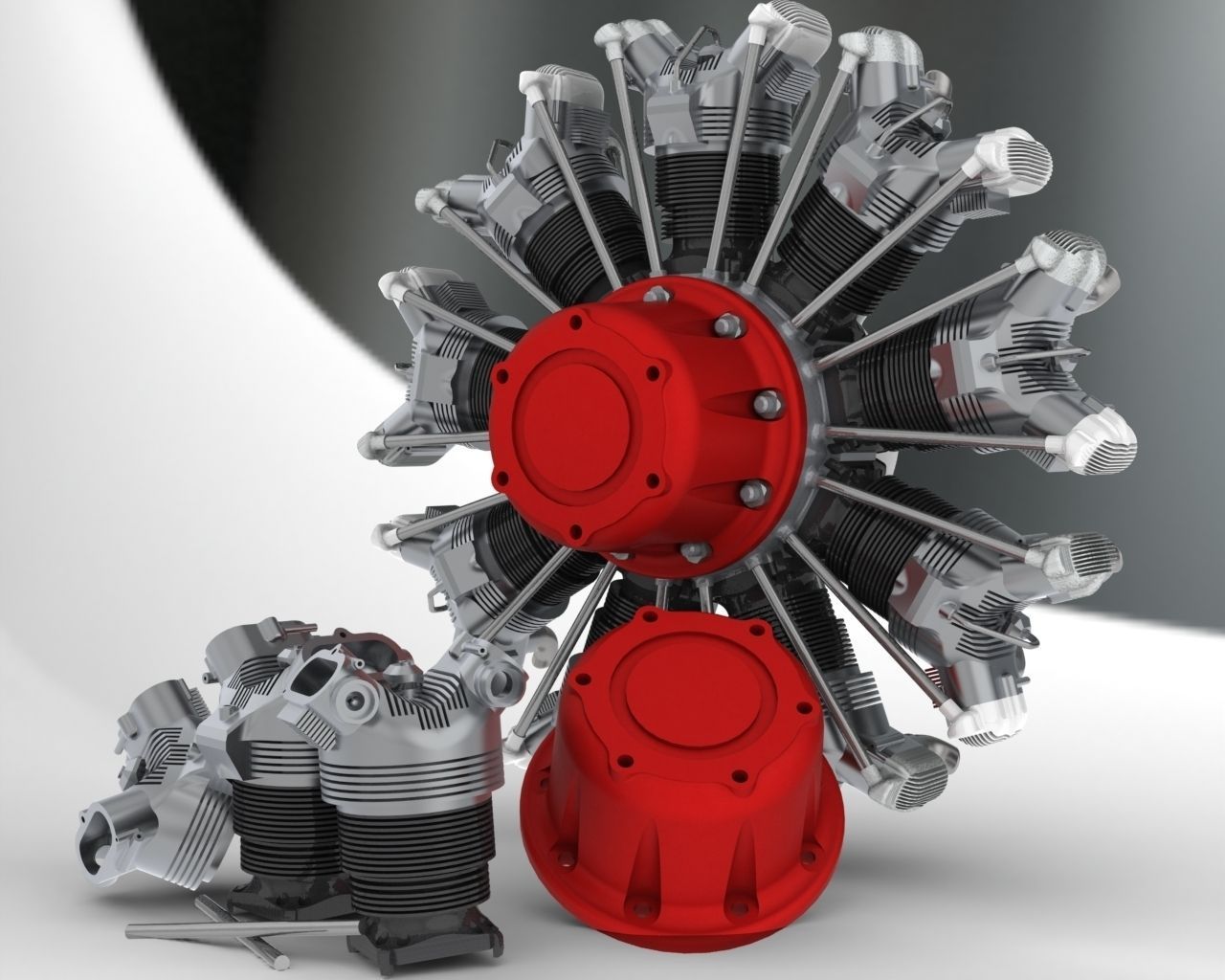 radial engine free 3D model | CGTrader