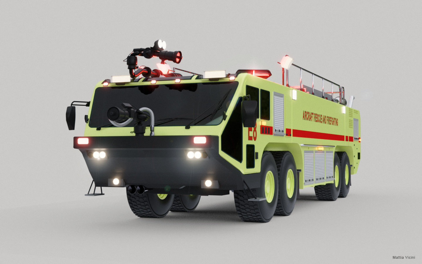 Airport Fire Truck ARFF Crash Tender 8x8 3D model | CGTrader