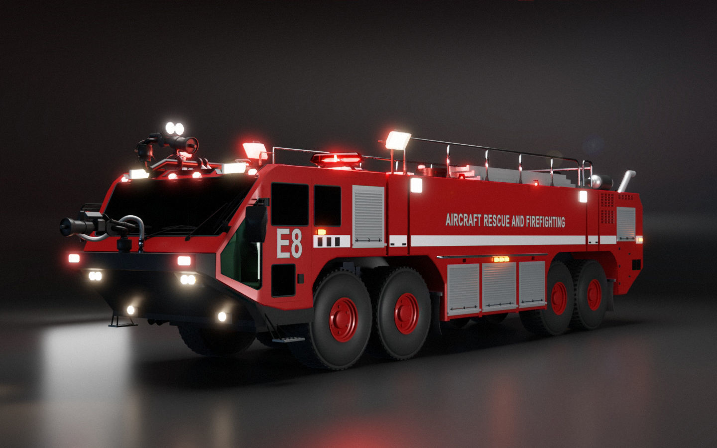 Airport Fire Truck ARFF Crash Tender 8x8 3D model | CGTrader