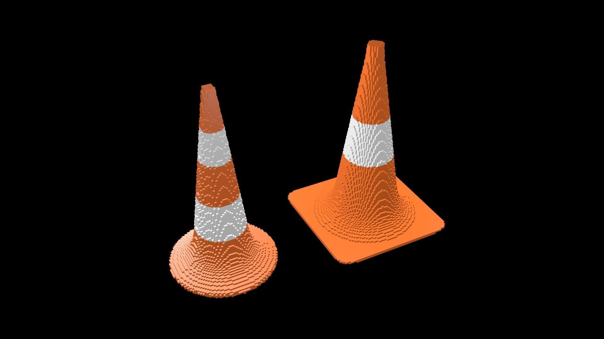 Traffic Cone Pack voxel 1 3D model | CGTrader