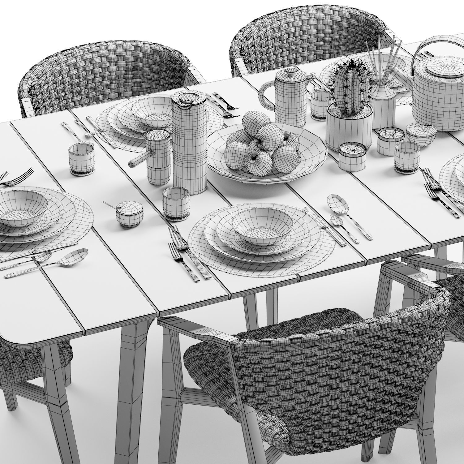 Ethimo Knit dining armchair and rectangular table 3D model | CGTrader