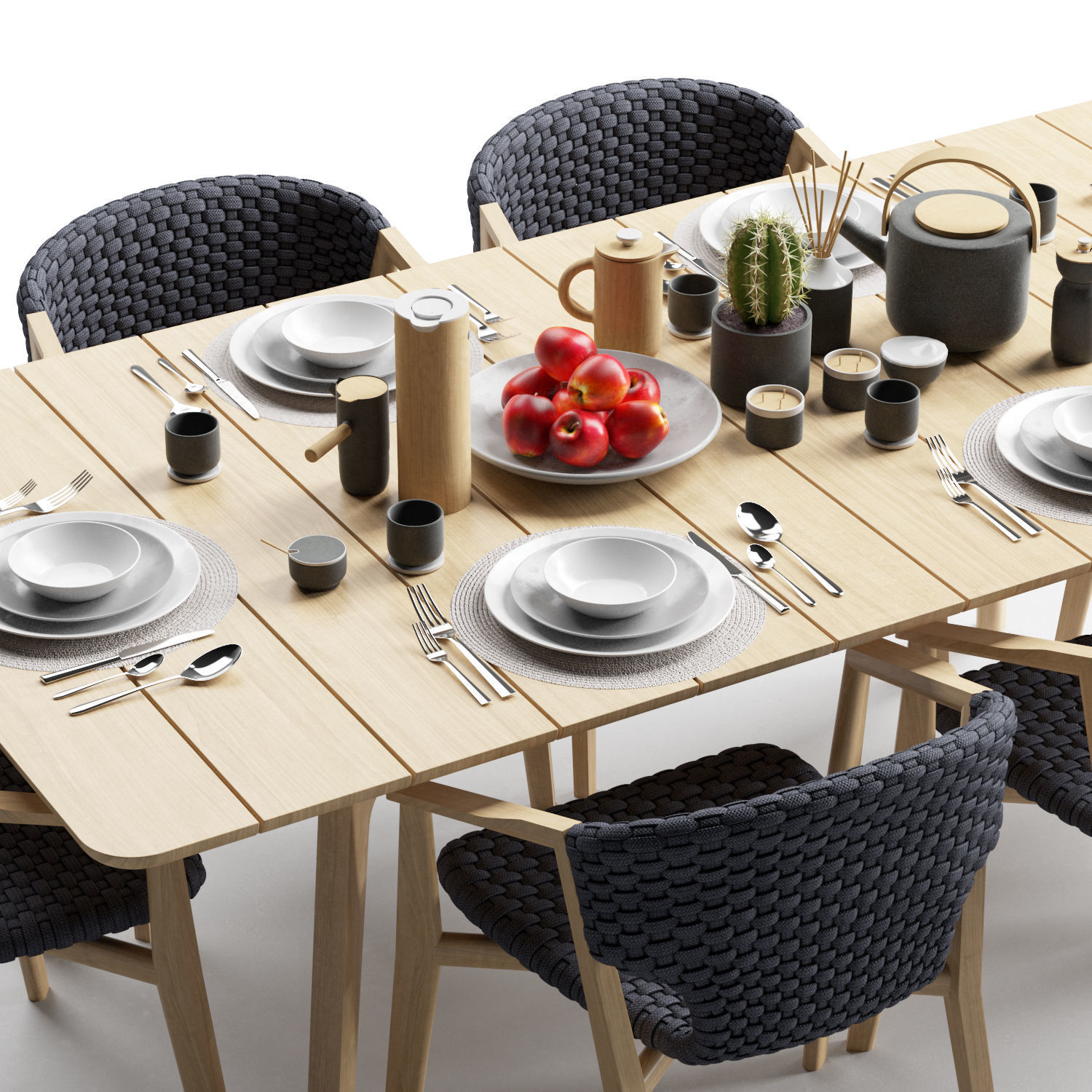 Ethimo Knit dining armchair and rectangular table 3D model | CGTrader