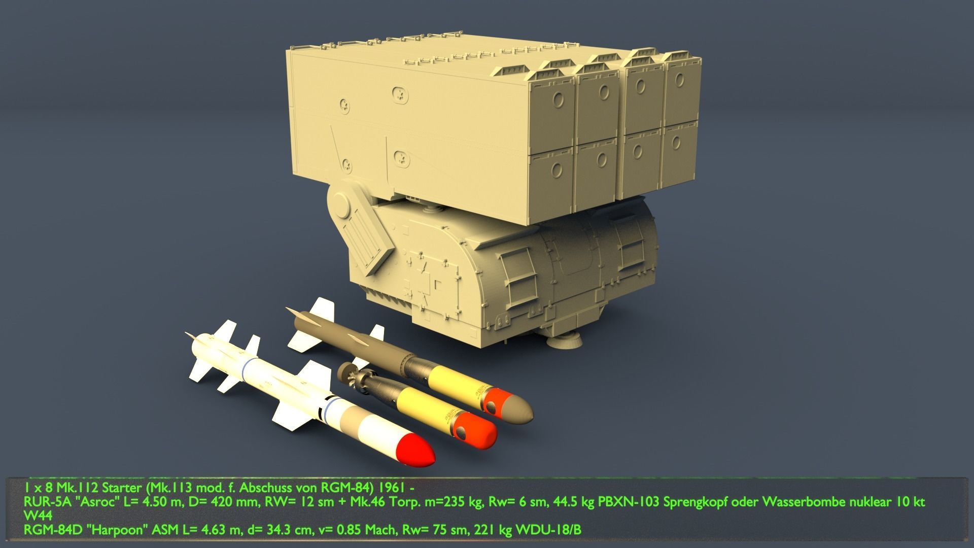 Anti Submarine Weapon USA RUR-5A Asroc 3D model | CGTrader
