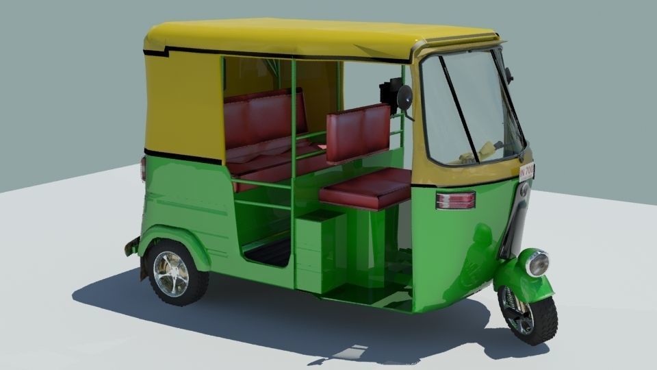 Indian auto Rickshaw Green 3D model | CGTrader