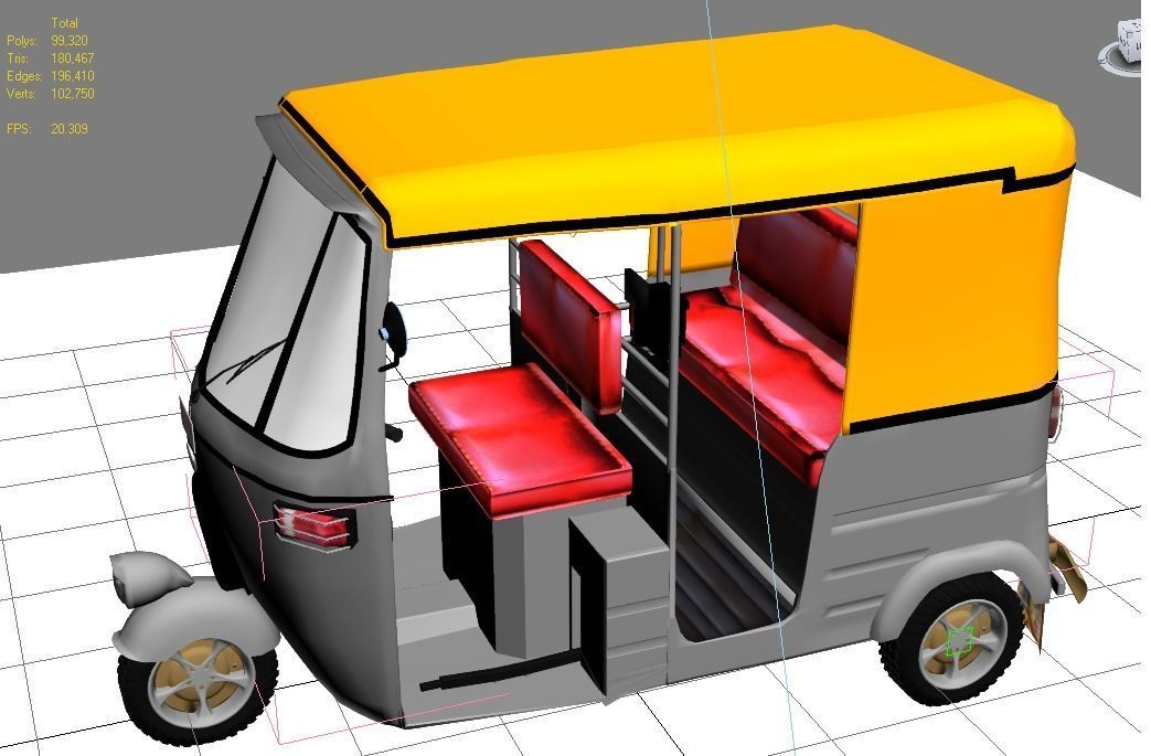 Indian auto Rickshaw Green 3D model | CGTrader