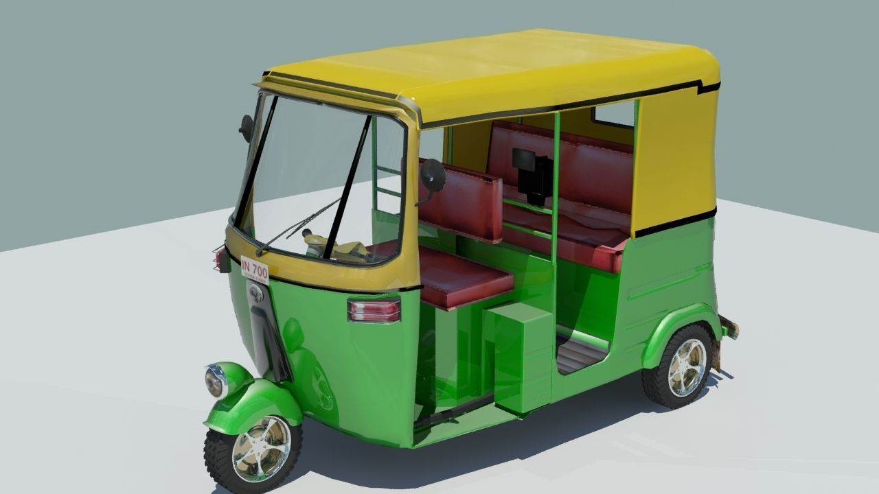 Indian auto Rickshaw Green 3D model | CGTrader