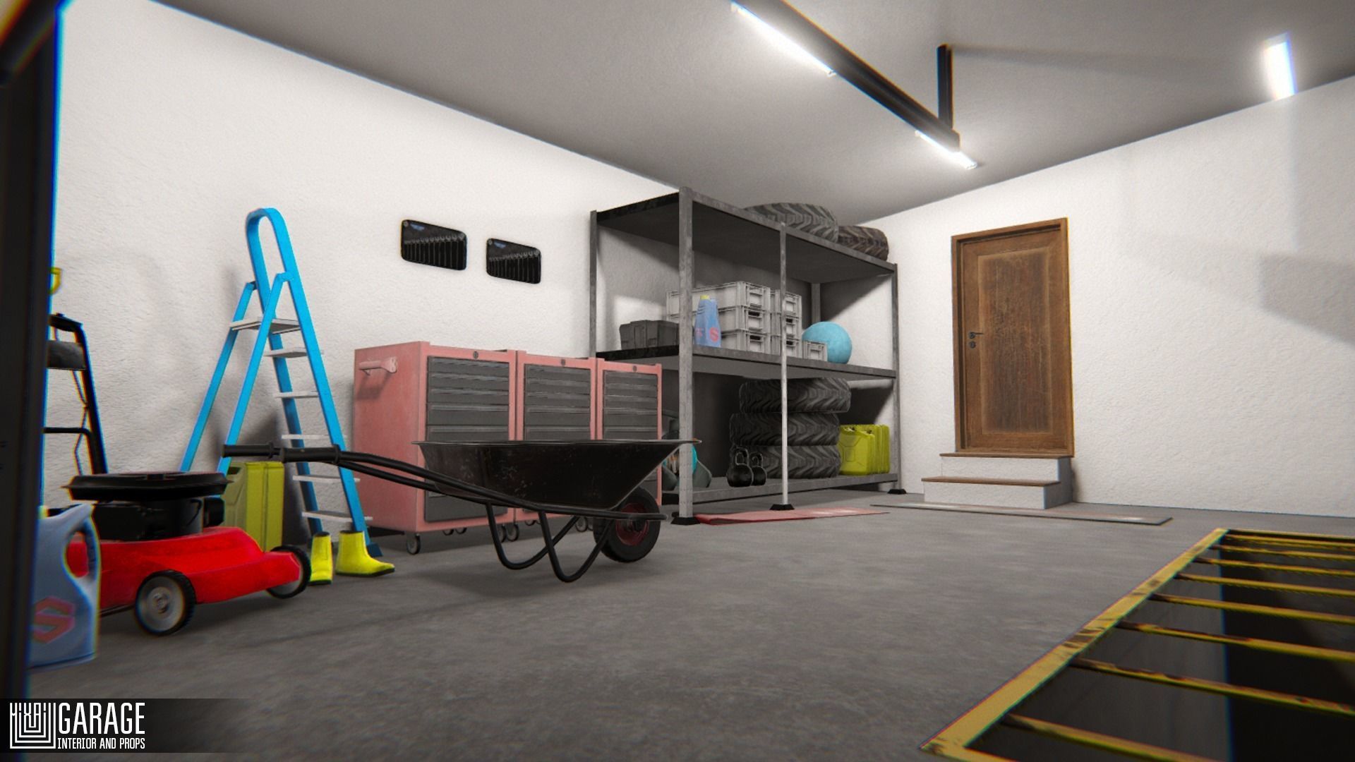 3D model Garage - interior and props VR / AR / low-poly | CGTrader